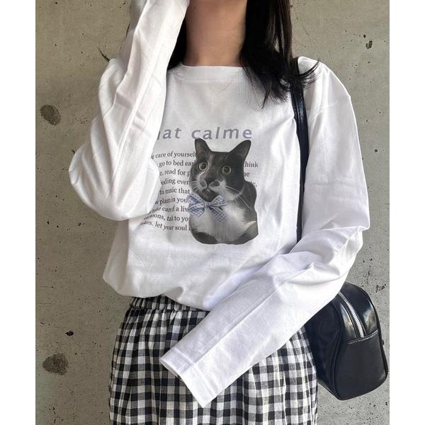 『タイムセール実施中』ZOZO問い合わせ番号:104640811ショップ:merrylatte，メリーラテブランド:etta，エタ商品名:英字猫ロンT／長袖Tシャツカテゴリ:トップス>Tシャツ/カットソーブランド品番:e-91素材:綿...