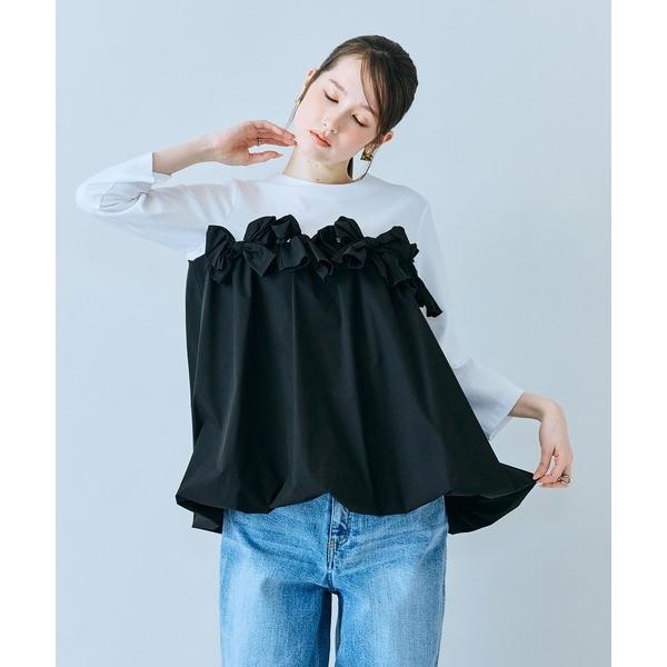ZOZO問い合わせ番号:104641155ショップ:Rose Tiara，ローズティアラブランド:Audie a Muses，オーディアミューズ商品名:リボンモチーフ付き異素材カットソーカテゴリ:トップス>Tシャツ/カットソーブランド...