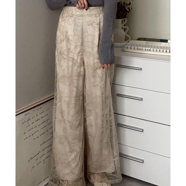 『タイムセール実施中』ZOZO問い合わせ番号:104641207ショップ:merrylatte，メリーラテブランド:merrylatte，メリーラテ商品名:フラワー刺繍 シアーパンツカテゴリ:パンツ>その他パンツブランド品番:NASS...