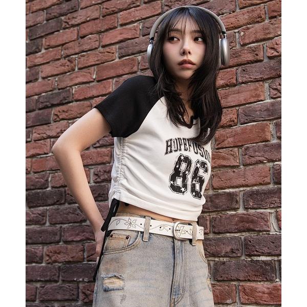 ZOZO問い合わせ番号:104642032ショップ:WEGO，ウィゴーブランド:WEGO，ウィゴー商品名:WEGO/【26年春新作】キーネックサイドレースアップちびTカテゴリ:トップス>Tシャツ/カットソーブランド品番:WE26SM0...