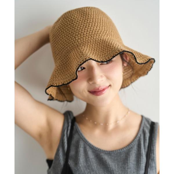 ZOZO問い合わせ番号:104683207ショップ:Auntie Rosa，アンティローザブランド:mil，ミル商品名:ウェーブ クロシェ バケットハット / バイカラーパイピング スカラップ 【587244】カテゴリ:帽子>ハットブ...