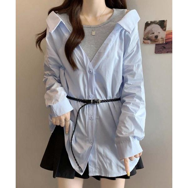 『タイムセール実施中』ZOZO問い合わせ番号:104683487ショップ:Ada.，エイダブランド:Miniministore，ミニミニストア商品名:オフショルダーシャツタンクトップ重ね着風カテゴリ:トップス>シャツ/ブラウスブランド...