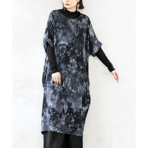 ZOZO問い合わせ番号:104683509ショップ:FRENCH PAVE，フレンチパヴェブランド:OTONA，オトナ商品名:着るだけクールでカッコイイ染柄風ワンピースカテゴリ:ワンピース/ドレス>ワンピースブランド品番:t25220...