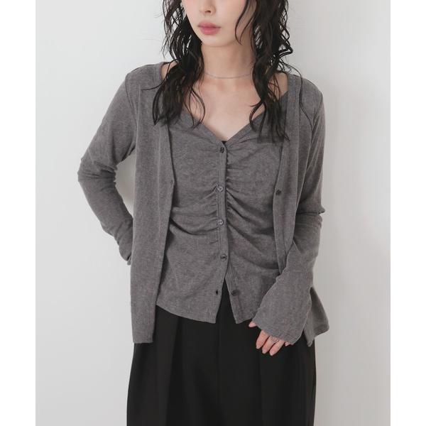 ZOZO問い合わせ番号:104684020ショップ:LIAN，リアンブランド:LIAN，リアン商品名:レイヤードVネックギャザーカーデカテゴリ:トップス>カーディガン/ボレロブランド品番:243-011L2011素材:ポリエステル　8...