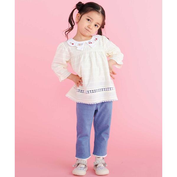 『タイムセール実施中』ZOZO問い合わせ番号:104685392ショップ:BEBE ONLINE STORE，ベベ オンラインストアブランド:SLAP SLIP，スラップスリップ商品名:裾折り返しレース7分丈ツイルパンツ(80~120cm)...