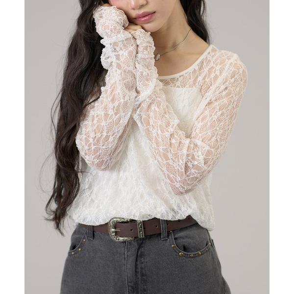 ZOZO問い合わせ番号:104721452ショップ:apres jour mignon，アプレジュールミニョンブランド:apres jour mignon，アプレジュールミニョン商品名:レースロンTカテゴリ:トップス>Tシャツ/カット...