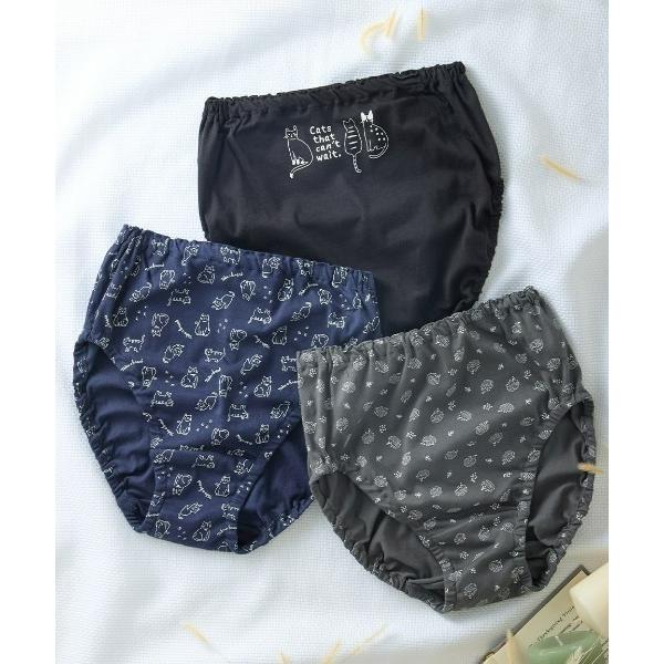 ※このアイテムは返品・交換対象外商品です。ZOZO問い合わせ番号:104721843ショップ:nissen，ニッセンブランド:nissen，ニッセン商品名:綿100％プリント　ゴムが肌側にあたらない深ばき丈ショーツ３枚組カテゴリ:アンダーウ...