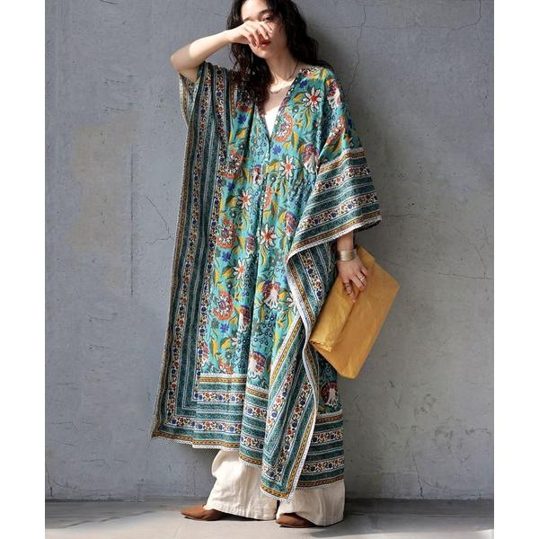 ZOZO問い合わせ番号:104722398ショップ:antiqua，アンティカブランド:antiqua，アンティカ商品名:インド綿 カフタンワンピースカテゴリ:ワンピース/ドレス>ワンピースブランド品番:IYA-00151素材:綿10...
