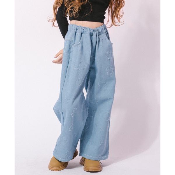 ZOZO問い合わせ番号:104723192ショップ:moredays store，モアデイズ・ストアブランド:URBAN CHERRY，アーバンチェリー商品名:ハートフリンジストレートデニムパンツカテゴリ:パンツ>デニムパンツブランド...