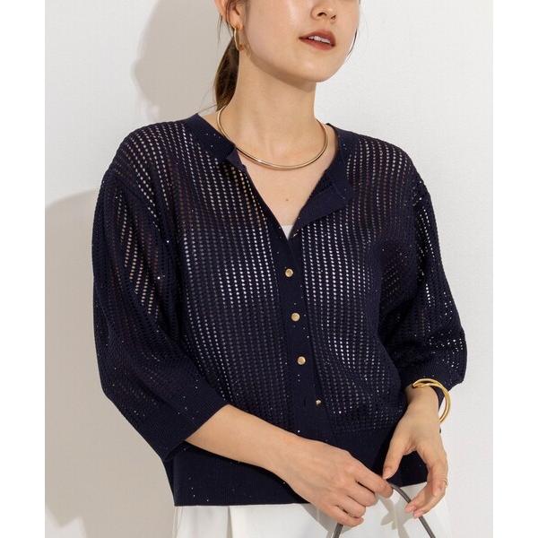 ZOZO問い合わせ番号:104723333ショップ:NOLLEY'S，ノーリーズブランド:NOLLEY'S，ノーリーズ商品名:《手洗い可能》メッシュスパンコール6分袖カーディガンカテゴリ:トップス>カーディガン/ボレロブランド品番:6...