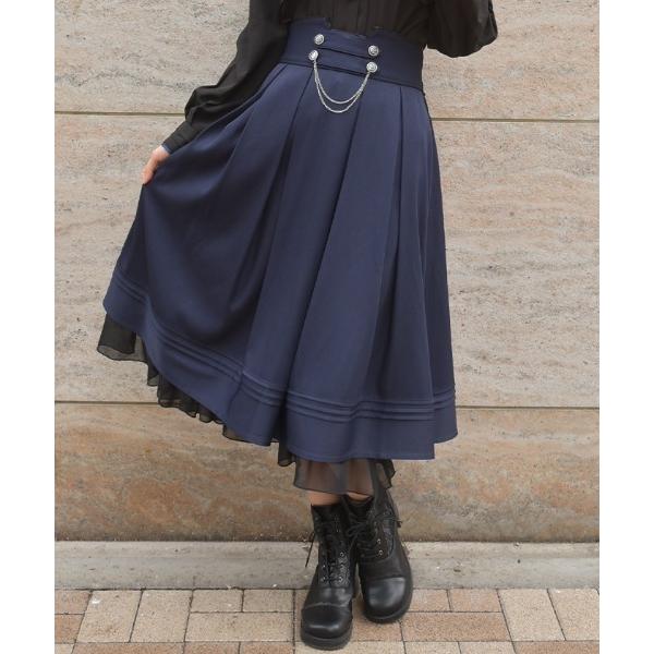 ZOZO問い合わせ番号:104723360ショップ:axes femme，アクシーズファムブランド:axes femme，アクシーズファム商品名:チェーン付ダブルボタンＳＫカテゴリ:スカート>スカートブランド品番:CI285X133素...