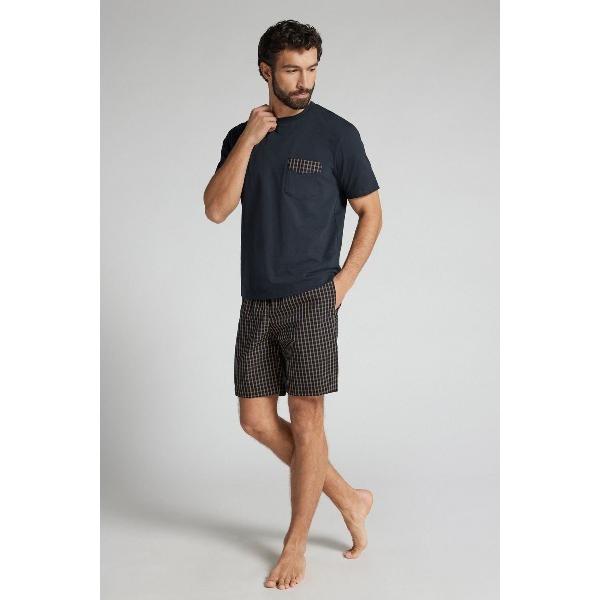 『タイムセール実施中』ZOZO問い合わせ番号:104723554ショップ:Intimissimi，インティミッシミブランド:Intimissimi，インティミッシミ商品名:コットン＆チェック柄ファブリック ショートパジャマ（ブルー＆クリーム...