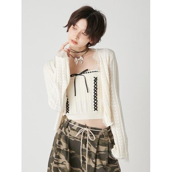 ZOZO問い合わせ番号:104723765ショップ:LILY BROWN，リリー ブラウンブランド:LILY BROWN，リリーブラウン商品名:レースアップアンサンブルカテゴリ:トップス>ニット/セーターブランド品番:LWNT2612...