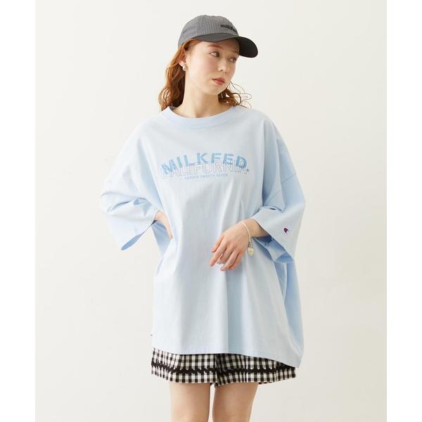 ZOZO問い合わせ番号:104723805ショップ:MILKFED.，ミルクフェドブランド:MILKFED.，ミルクフェド商品名:MILKFED.×CHAMPION LAYER LOGO BIG TEEカテゴリ:トップス>Tシャツ/カ...