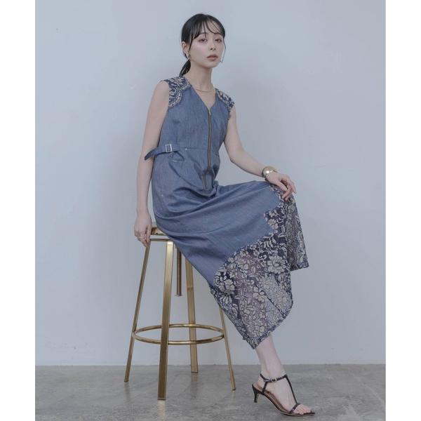 ZOZO問い合わせ番号:104728594ショップ:Eimee Law，エイミーロウブランド:Eimee Law，エイミーロウ商品名:レーストリムデニムワンピースカテゴリ:ワンピース/ドレス>ワンピースブランド品番:84709Z素材:...