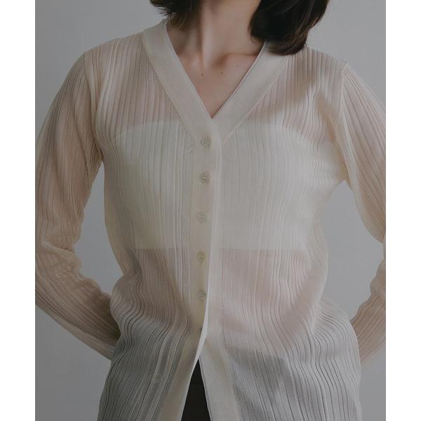 ZOZO問い合わせ番号:104729750ショップ:CLANE，クラネブランド:MANOF，マノフ商品名:SHEER RIB CARDIGANカテゴリ:トップス>カーディガン/ボレロブランド品番:80106-2073素材:ポリエステル...