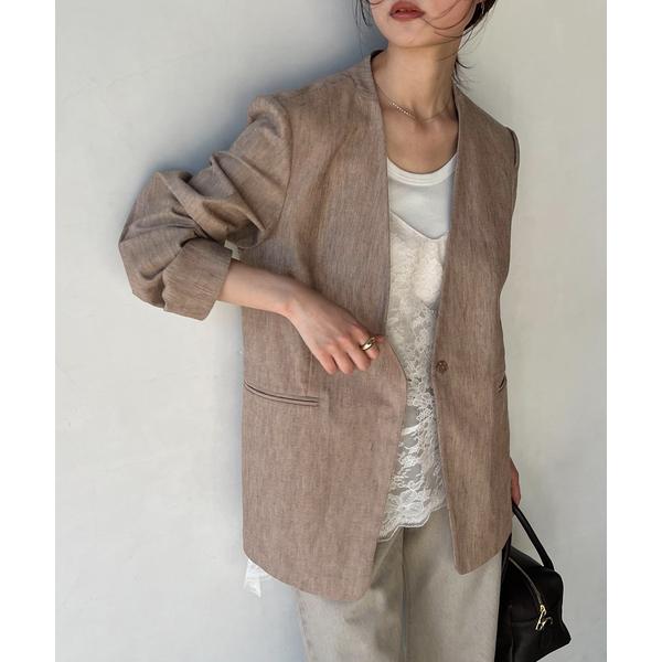 ZOZO問い合わせ番号:104739551ショップ:IENA，イエナブランド:SLOBE IENA，スローブイエナ商品名:メランジュヘリンボーンカラーレスジャケットカテゴリ:ジャケット/アウター>ノーカラージャケットブランド品番:26...