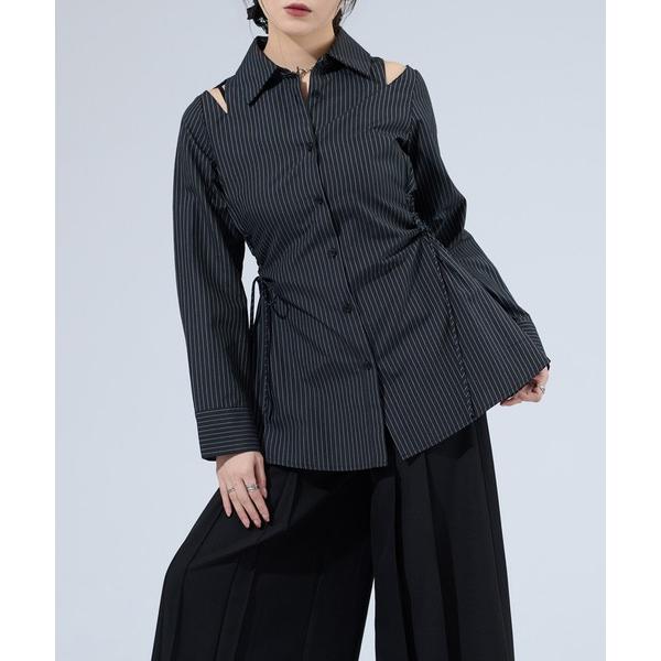 『セール実施中』ZOZO問い合わせ番号:104740098ショップ:Ellno Loset，エルノロゼットブランド:Ellno de Mavie，エルノデメヴィ商品名:ストライプレースアップシャツカテゴリ:トップス>シャツ/ブラウスブ...