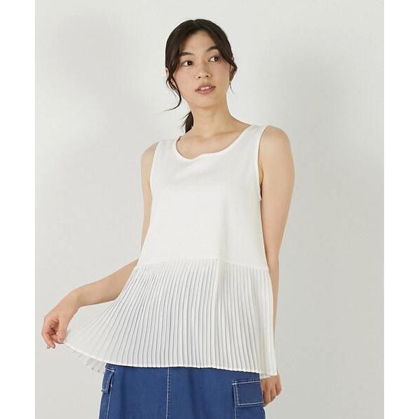 ZOZO問い合わせ番号:104766923ショップ:MELROSE claire，メルローズ クレールブランド:MELROSE claire，メルローズ クレール商品名:【コットンフライス＋プリーツタンクトップ】カテゴリ:トップス>タ...