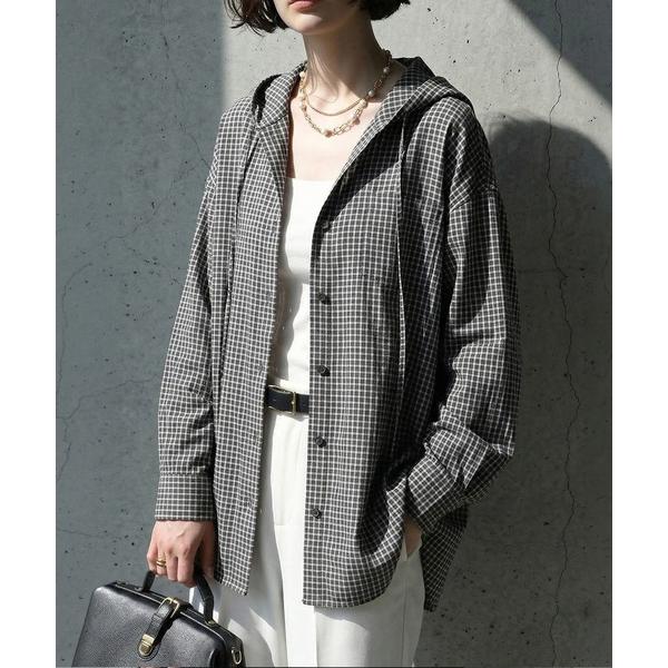 ZOZO問い合わせ番号:104767051ショップ:antiqua，アンティカブランド:antiqua，アンティカ商品名:チェック柄 フード付き シアー シャツカテゴリ:トップス>シャツ/ブラウスブランド品番:EP-00212素材:0...