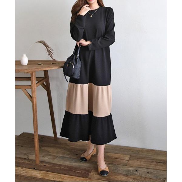 ZOZO問い合わせ番号:104767306ショップ:Bonjour Sagan，ボンジュールサガンブランド:Bonjour Sagan，ボンジュールサガン商品名:バイカラールーズティアードワンピースカテゴリ:ワンピース/ドレス>ワンピ...