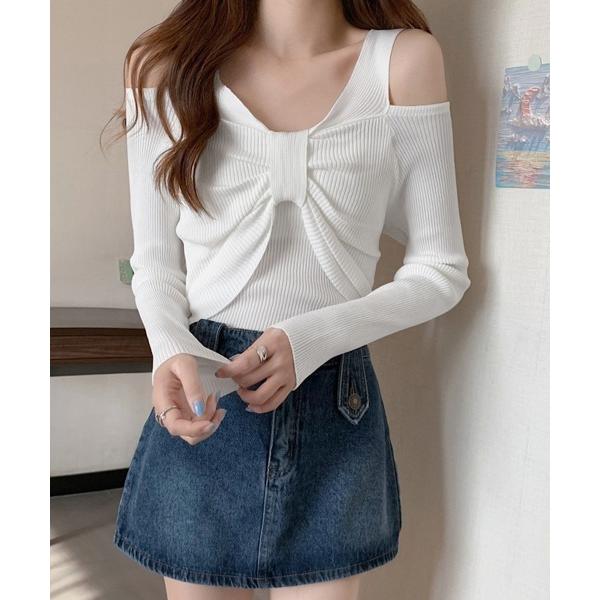 『タイムセール実施中』ZOZO問い合わせ番号:104768042ショップ:Ada.，エイダブランド:Miniministore，ミニミニストア商品名:フロントリボンリブニットトップス大人薄手カテゴリ:トップス>ニット/セーターブランド...