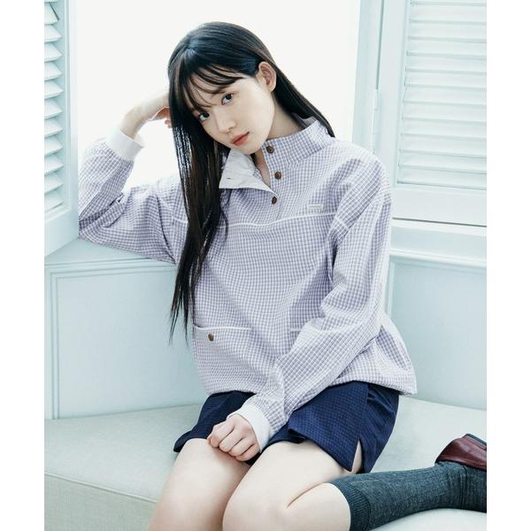ZOZO問い合わせ番号:104769075ショップ:3rdSpring，サードスプリングブランド:COVERNAT，カバーナット商品名:WOMEN CHECK COTTON HALF ZIP-UP SWEATSHIRTカテゴリ:トップス&g...