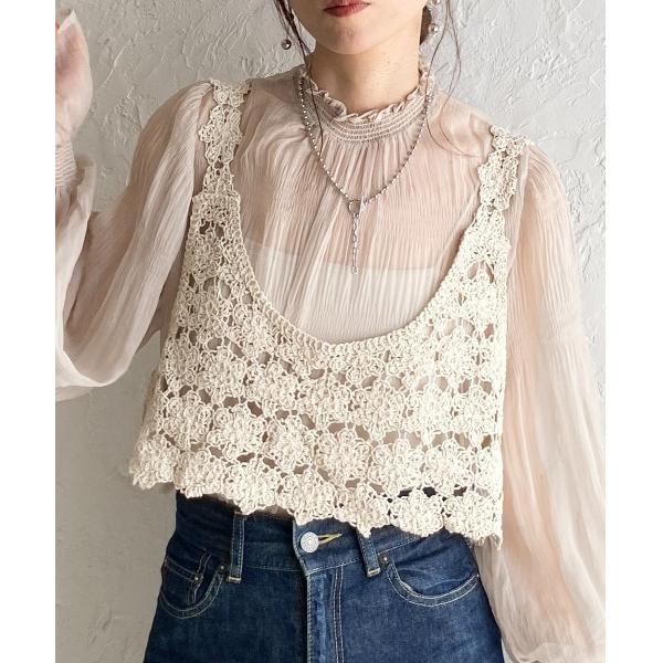 『タイムセール実施中』ZOZO問い合わせ番号:104770648ショップ:wears，ウェアーズブランド:She's Closet，シーズクローゼット商品名:ショート丈 深Uネック かぎ編み ビスチェ クロシェベストカテゴリ:トップス&gt...