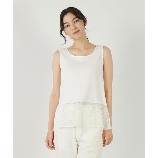 ZOZO問い合わせ番号:104771517ショップ:MELROSE claire，メルローズ クレールブランド:MELROSE claire，メルローズ クレール商品名:【コットンフライス＋リーフレースタンクトップ】カテゴリ:トップス&gt...