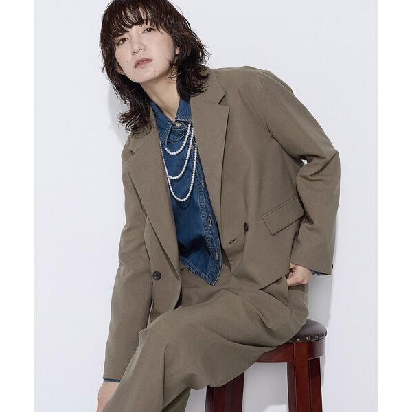 『タイムセール実施中』ZOZO問い合わせ番号:104807482ショップ:COMME CA，コムサブランド:COMME CA Wardrobe，コムサワードローブ商品名:【セットアップ対応】パウダープレーンストレッチ ショートダブルジャケッ...