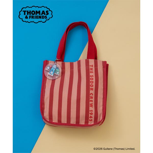 ZOZO問い合わせ番号:104807492ショップ:petit main，プティマインブランド:and D. petit main，アンドディープティマイン商品名:【きかんしゃトーマス】チャーム付きストライプミニトートカテゴリ:バッグ&gt...