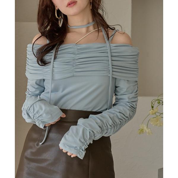 ZOZO問い合わせ番号:104807818ショップ:mideal，マイディールブランド:mideal，マイディール商品名:gathered design off shoulder / ギャザーデザインオフショルダーカテゴリ:トップス>...
