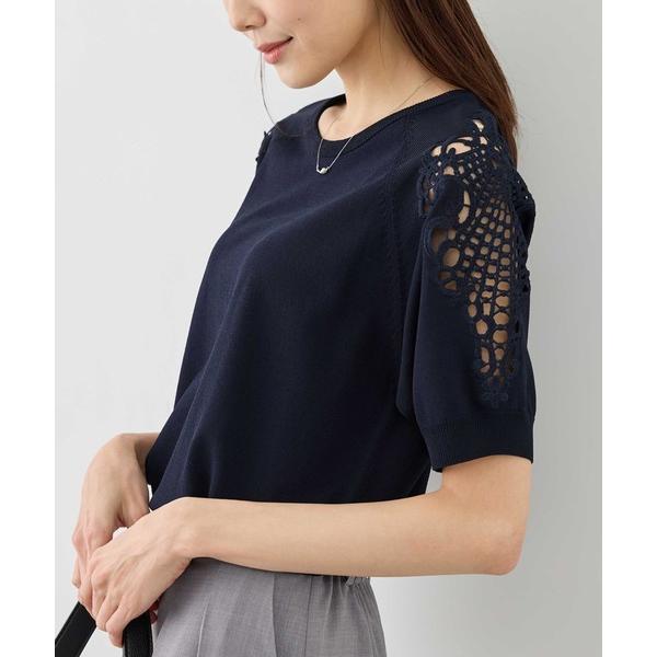 ZOZO問い合わせ番号:104808138ショップ:ROPE' PICNIC，ロぺピクニックブランド:ROPE' PICNIC，ロペピクニック商品名:八方映えニット 袖レースニットプルオーバー/UVカット・接触冷感・イージーケアカテゴリ:ト...