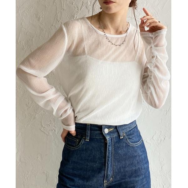 『タイムセール実施中』ZOZO問い合わせ番号:104916163ショップ:wears，ウェアーズブランド:She's Closet，シーズクローゼット商品名:クルーネック袖ギャザー 長袖 シフォン プリーツ ラメシアートップスカテゴリ:トッ...