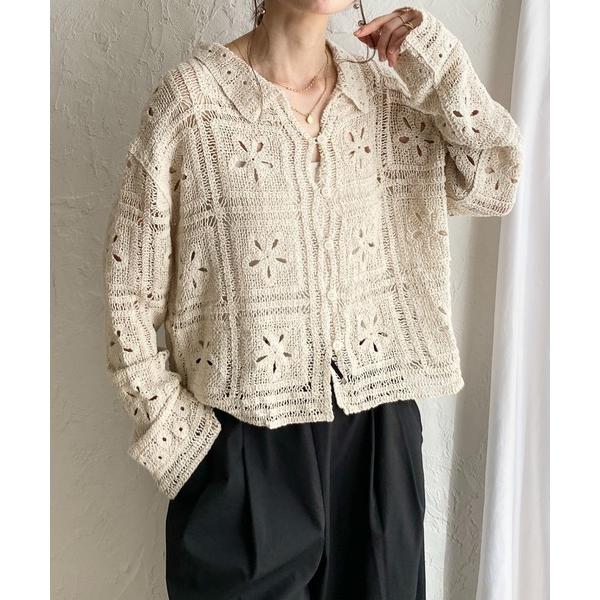 『タイムセール実施中』ZOZO問い合わせ番号:104916164ショップ:wears，ウェアーズブランド:She's Closet，シーズクローゼット商品名:長袖 ショート丈 かぎ針編み クロシェカーディガンカテゴリ:トップス>カーデ...