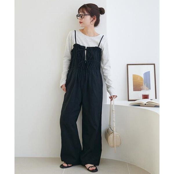 ZOZO問い合わせ番号:104916550ショップ:DISCOAT，ディスコートブランド:DISCOAT，ディスコート商品名:【India】コットンリネンギャザーリボンキャミサロペットカテゴリ:オールインワン・サロペット>つなぎ/オー...