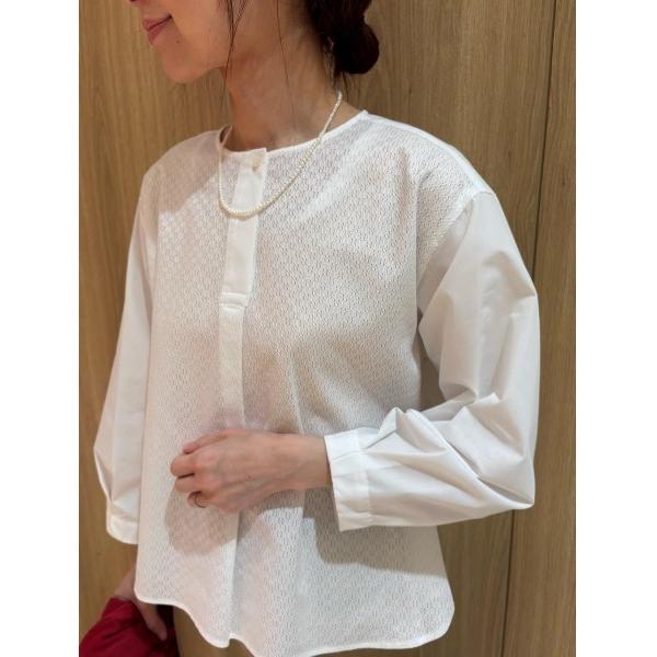 ZOZO問い合わせ番号:104917620ショップ:human woman，ヒューマンウーマンブランド:human woman，ヒューマンウーマン商品名:◆【ウォッシャブル】カラミレーススキッパーブラウスカテゴリ:トップス>シャツ/ブ...