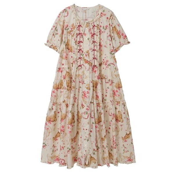 ZOZO問い合わせ番号:104919984ショップ:PINK HOUSE，ピンクハウスブランド:PINK HOUSE，ピンクハウス商品名:テディローズプリントミディワンピースカテゴリ:ワンピース/ドレス>ワンピースブランド品番:A21...