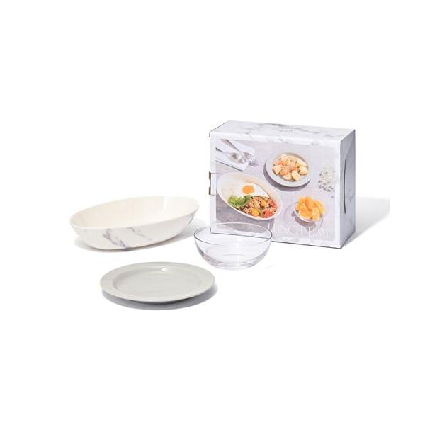 ZOZO問い合わせ番号:104955433ショップ:Francfranc，フランフランブランド:Francfranc，フランフラン商品名:スターター3点セット ランチタイム マーブル 食器 レンジ対応 食洗機対応 皿カテゴリ:食器/キッチン...