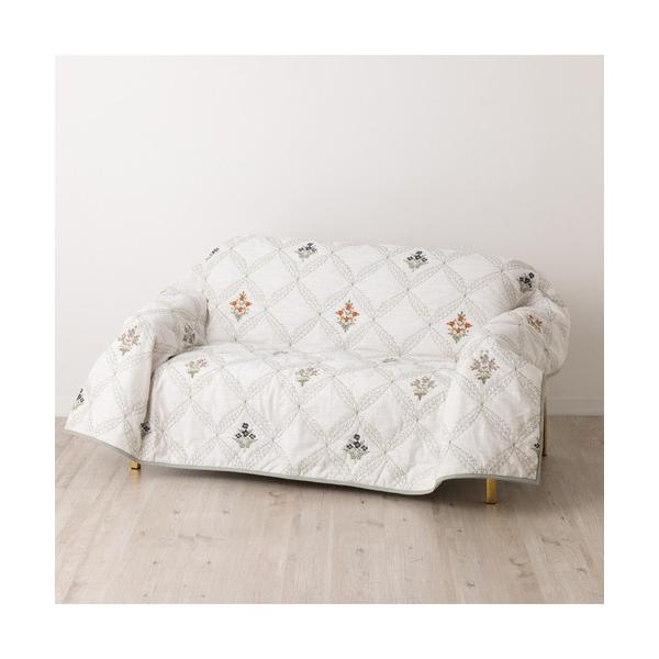 ZOZO問い合わせ番号:104955434ショップ:Francfranc，フランフランブランド:Francfranc，フランフラン商品名:ラグにもなるマルチカバー エンブロイダリー L グリーン 200×200cm ソファーカバー ソファカ...