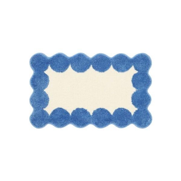 ZOZO問い合わせ番号:104955441ショップ:Francfranc，フランフランブランド:Francfranc，フランフラン商品名:ドットフレーム マット 830×520 アイボリー×ライトブルー 玄関マット 玄関 寝室カテゴリ:イン...