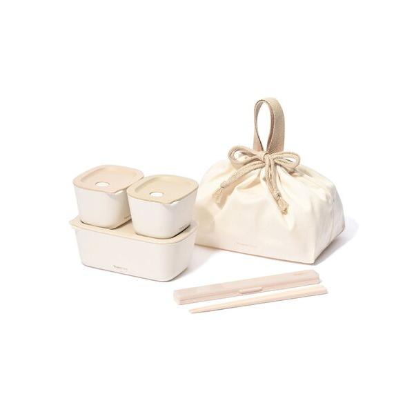 ZOZO問い合わせ番号:104955514ショップ:Francfranc，フランフランブランド:Francfranc，フランフラン商品名:ランチボックス コンプリート5点セット アイボリー 弁当箱 箸 箸入れ 巾着付きカテゴリ:食器/キッチ...