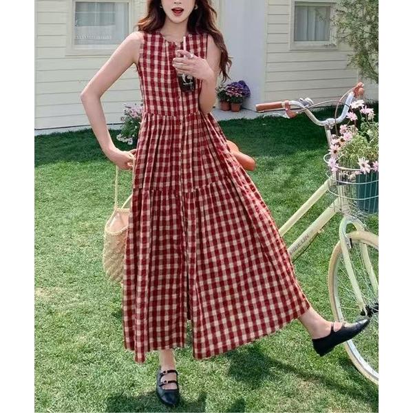 ZOZO問い合わせ番号:104957498ショップ:DOUBLE STEAL，ダブルスティールブランド:LUCPY，ラクピー，＆soiree，アンドソワレ商品名:ギンガムチェック ノースリーブフレアワンピースカテゴリ:ワンピース/ドレス&g...