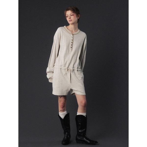 ZOZO問い合わせ番号:104959267ショップ:AMERI VINTAGE，アメリビンテージブランド:ELCHELE，エルチェレ商品名:FAITH HENLEY NECK ROMPERSカテゴリ:オールインワン・サロペット>サロペ...