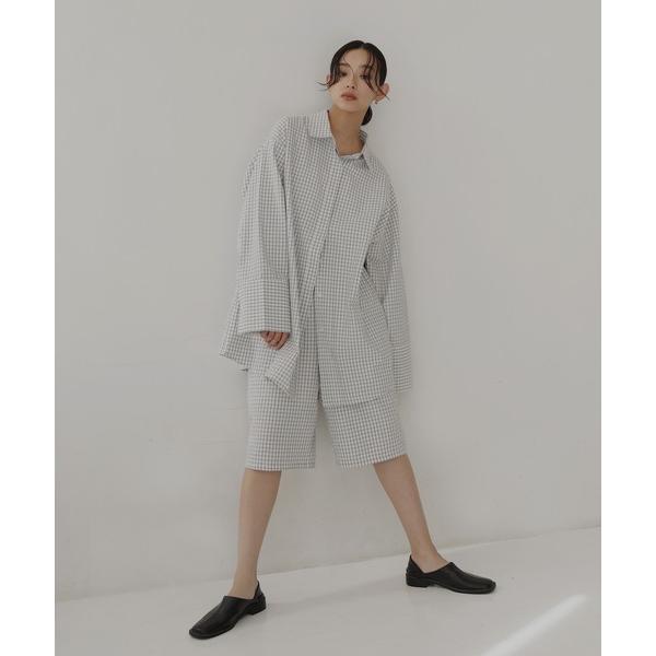 ZOZO問い合わせ番号:104995268ショップ:LIAN，リアンブランド:hellam，へラム商品名:ベルト付きサッカーチェックシャツカテゴリ:トップス>シャツ/ブラウスブランド品番:243-311F3961素材:ポリエステル　6...