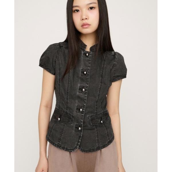 ZOZO問い合わせ番号:104998056ショップ:SLY，スライブランド:SLY，スライ商品名:WASHED FRENCH S/L MILITARY SH ウォッシュドフレンチスリーブミリタリーシャツ 春服カテゴリ:トップス>シャツ...
