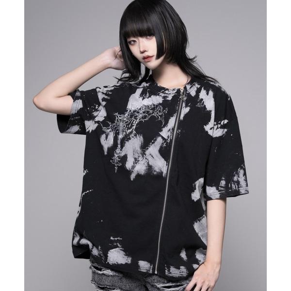 ZOZO問い合わせ番号:104999353ショップ:A'GEM/9 × .kom，エージェムナインブランド:REFLEM，レフレム商品名:『REFLEM/レフレム』ZIPデザイン加工Tシャツ/ハーフスリーブカットソーカテゴリ:トップス&gt...
