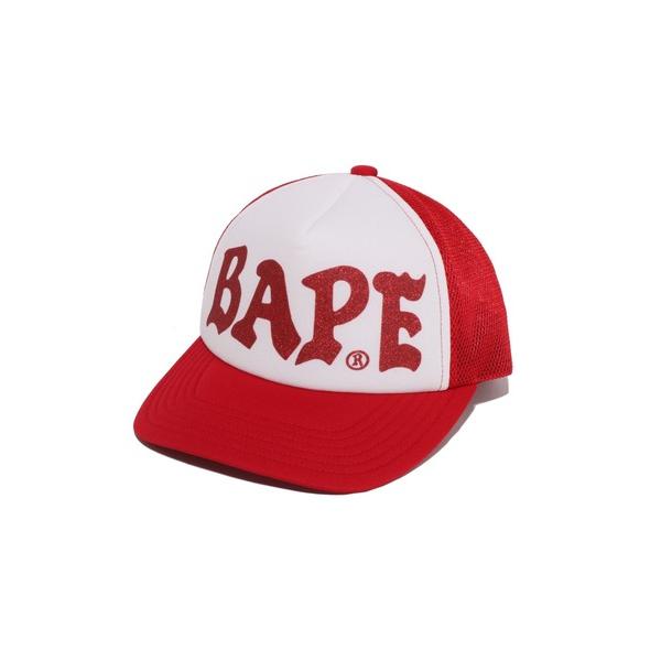 ZOZO問い合わせ番号:104999965ショップ:A BATHING APE，ア ベイシング エイプブランド:A BATHING APE，アベイシングエイプ商品名:BAPE GLITTER PRINT MESH CAPカテゴリ:帽子&gt...