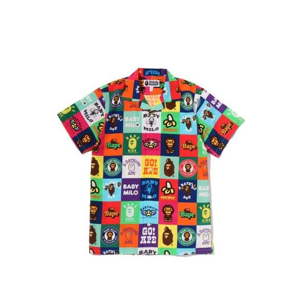 ZOZO問い合わせ番号:105000060ショップ:A BATHING APE，ア ベイシング エイプブランド:A BATHING APE，アベイシングエイプ商品名:BABY MILO PATCHWORK OPEN COLLAR SHIRT...