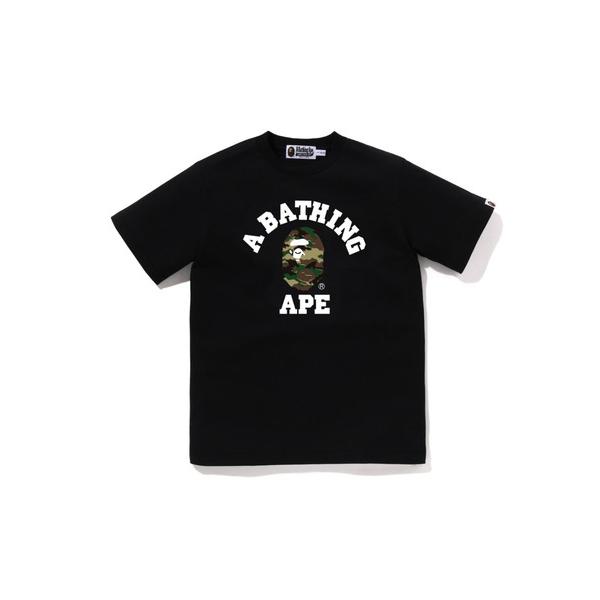 ZOZO問い合わせ番号:105000061ショップ:A BATHING APE，ア ベイシング エイプブランド:A BATHING APE，アベイシングエイプ商品名:GLITCH WOODLAND CAMO COLLEGE TEEカテゴリ:...